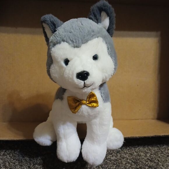 FAO Schwarz | Toys | Fao Schwarz Husky Puppy Dog Gold Bow Plush 3 ...